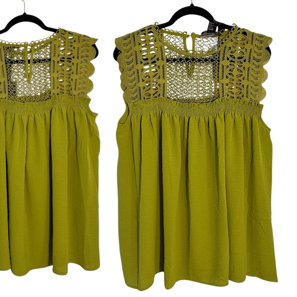 Rain | Tops | Rain Chartreuse Lace Sleeveless Top Brand New Shirred ...